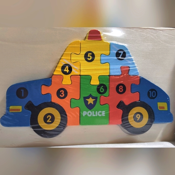 Toys | Wood Puzzle Police Car With Numbers Sensory Motor Skills | Poshmark